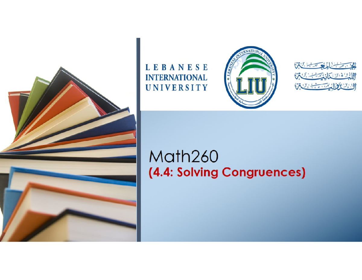 Math260 Final Exam Notes: Solving Congruences and Inverses - Studocu