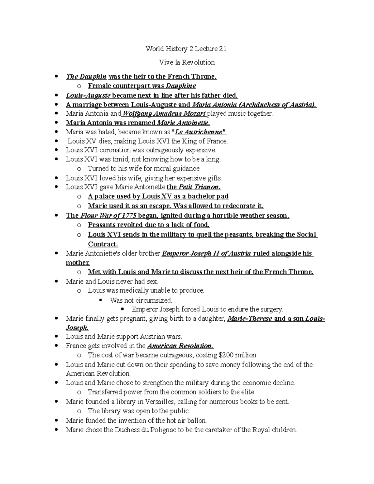 World History 2 Lecture 21: The French Revolution Overview - Studocu