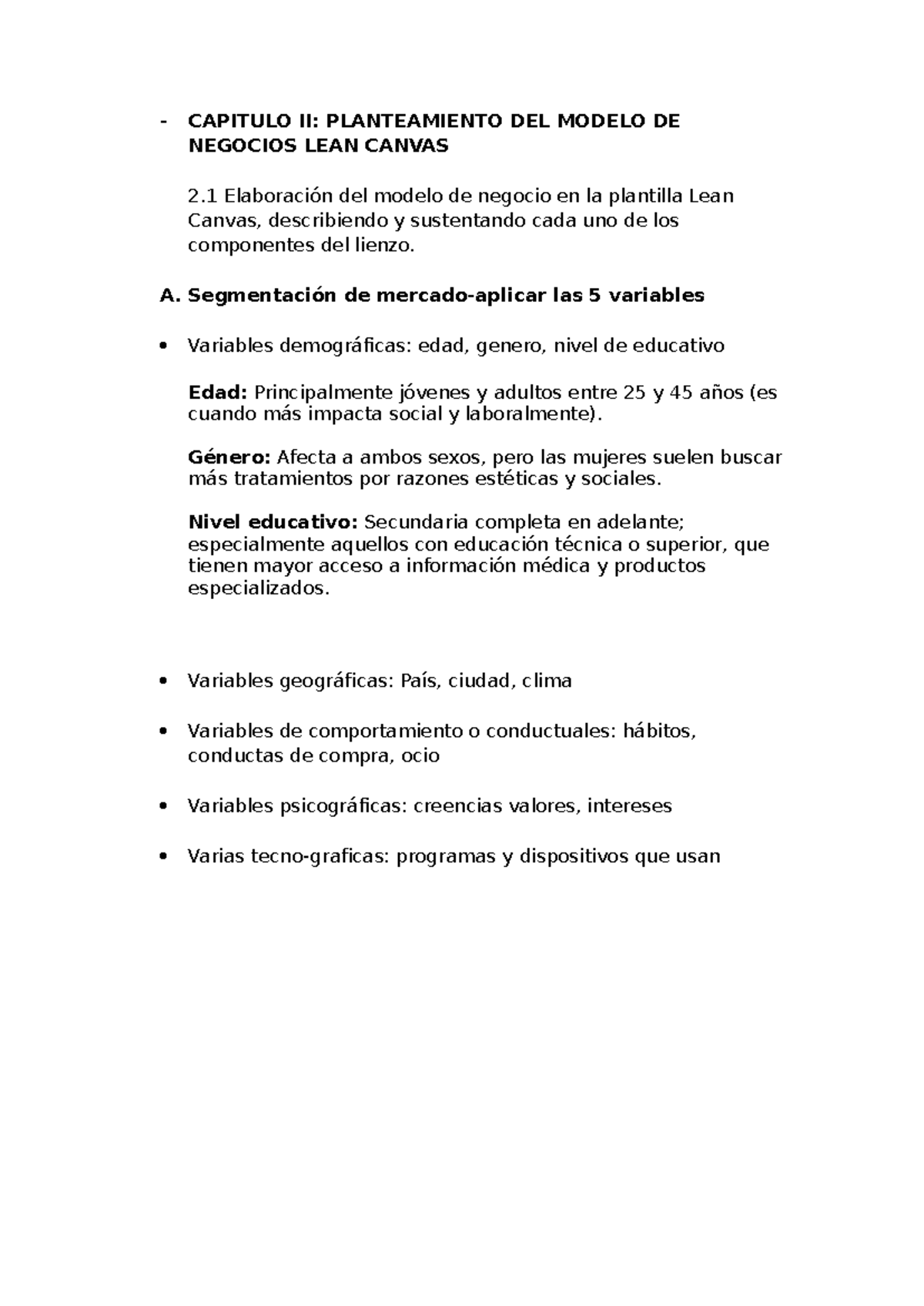 Avance Capítulo II: Modelo de Negocios Lean Canvas - AA2 - Studocu