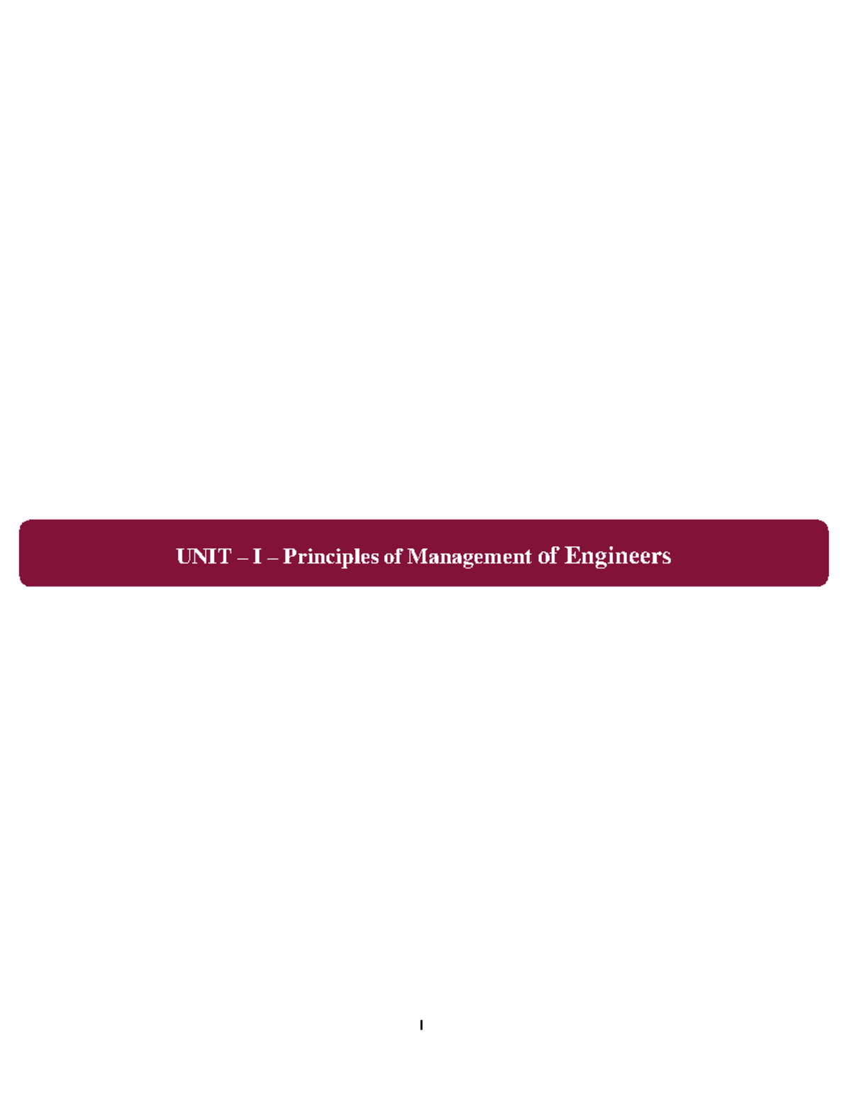 UNIT I Principles of Management of Engineers: Concepts & Theories - Studocu