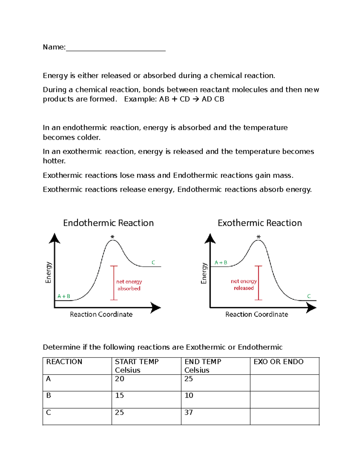 Exoendo 1 - Understanding Endothermic & Exothermic Reactions - Studocu