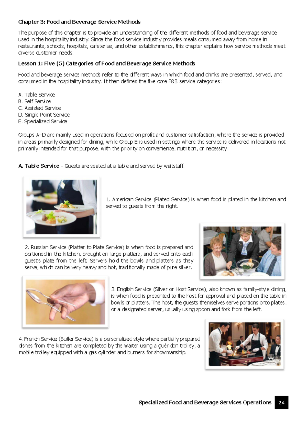 Chapter 3: Food & Beverage Service Methods - FNB LCTR Notes - Studocu