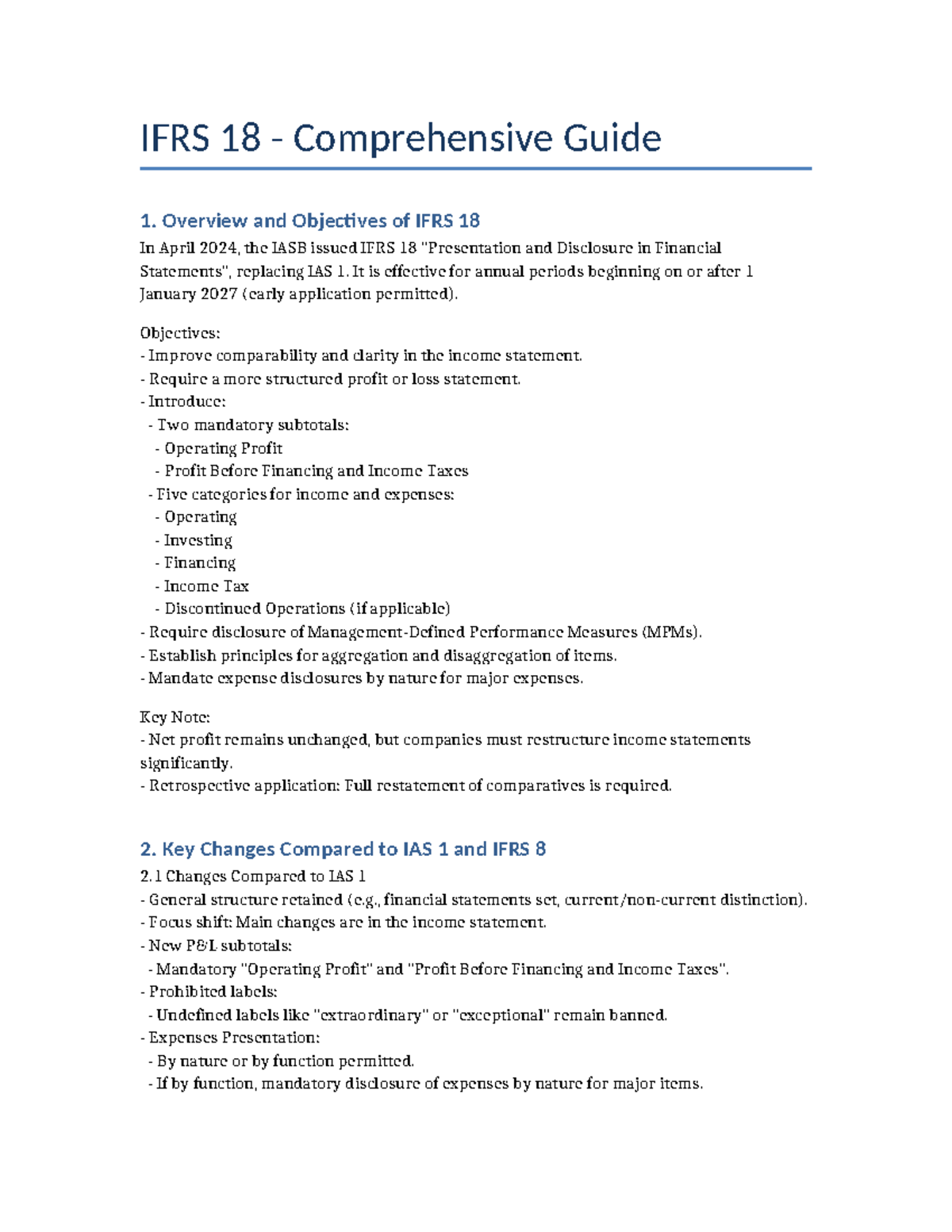 IFRS 18 Overview: Key Changes and Impact on American Reporting - Studocu
