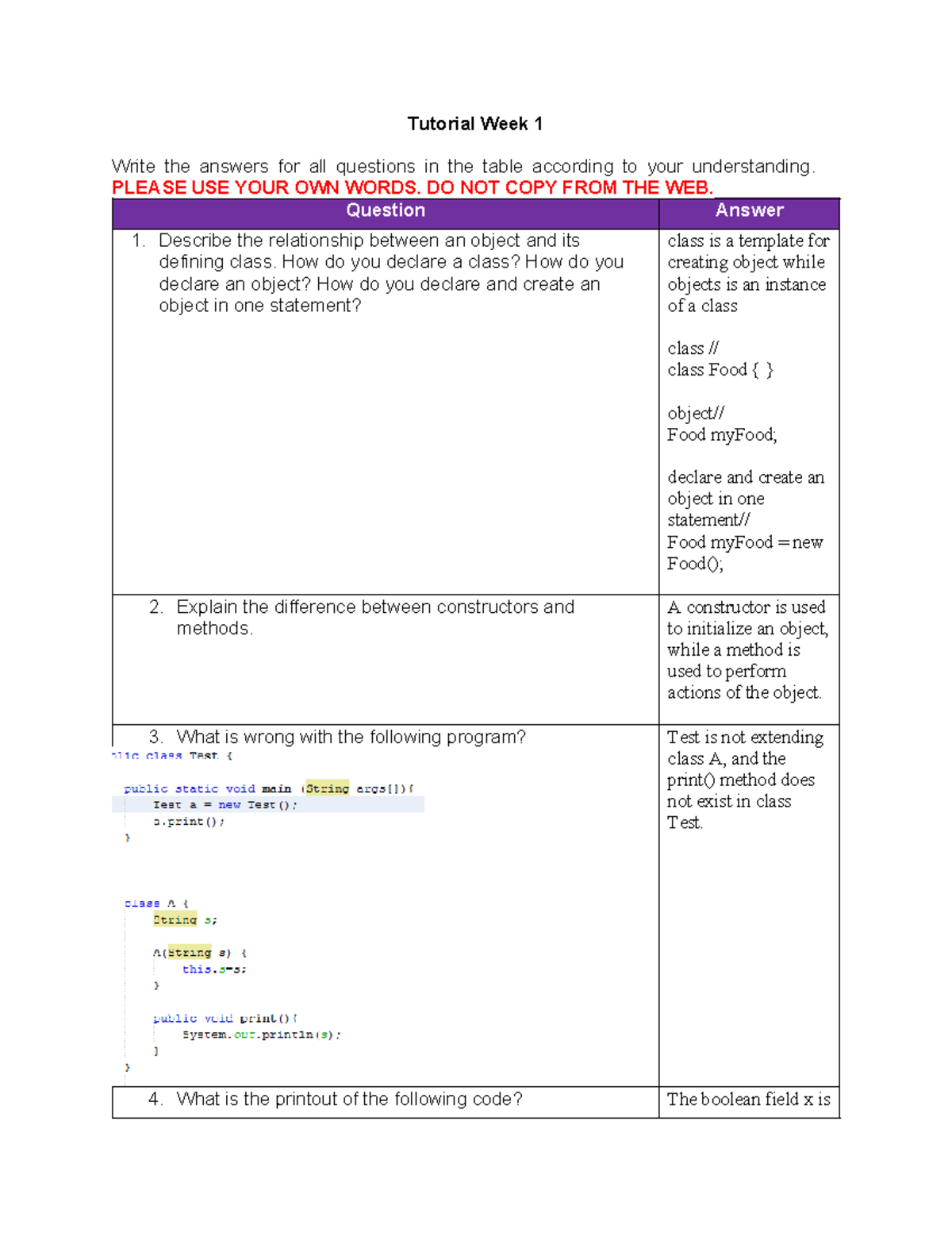 Tutorial Week 1 - CSC584 - Tutorial Week 1 Write the answers for all ...