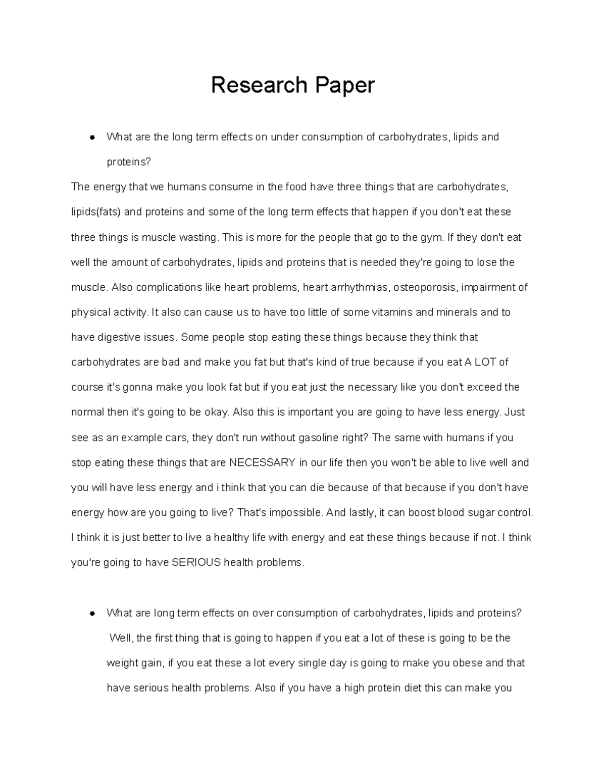 Research Paper - Research Paper What are the long term effects on under ...