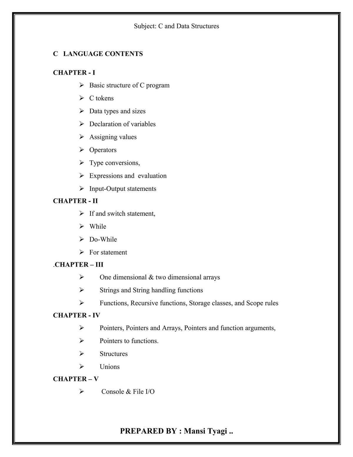 C Programming Language: Comprehensive Study Guide (CS101) - Studocu