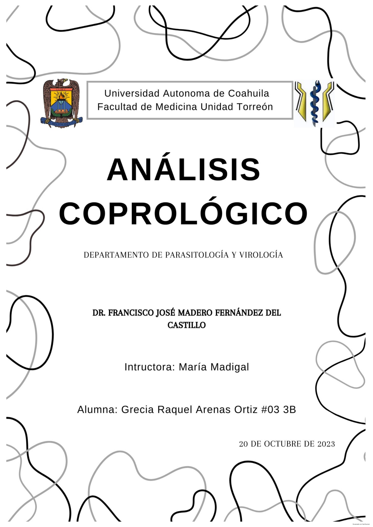 Reporte de Análisis Coprológico - 3B - 20 Octubre 2023 - Studocu