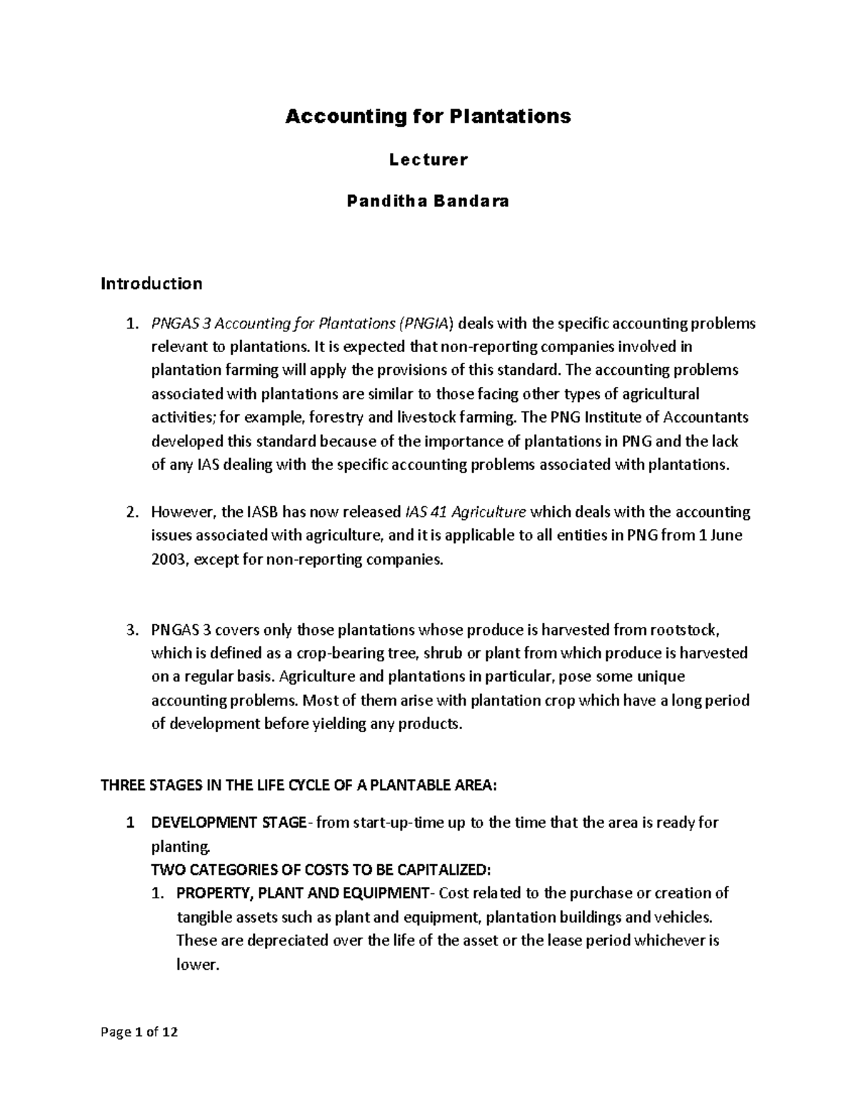 PNGAS 3: Accounting Principles for Plantations and Agricultural Assets ...