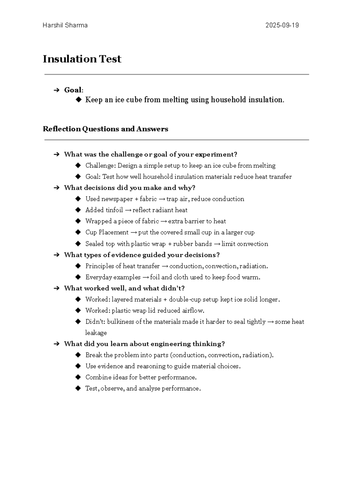 ENG 1101 - Assignment 2: Insulation Test Reflection and Analysis - Studocu