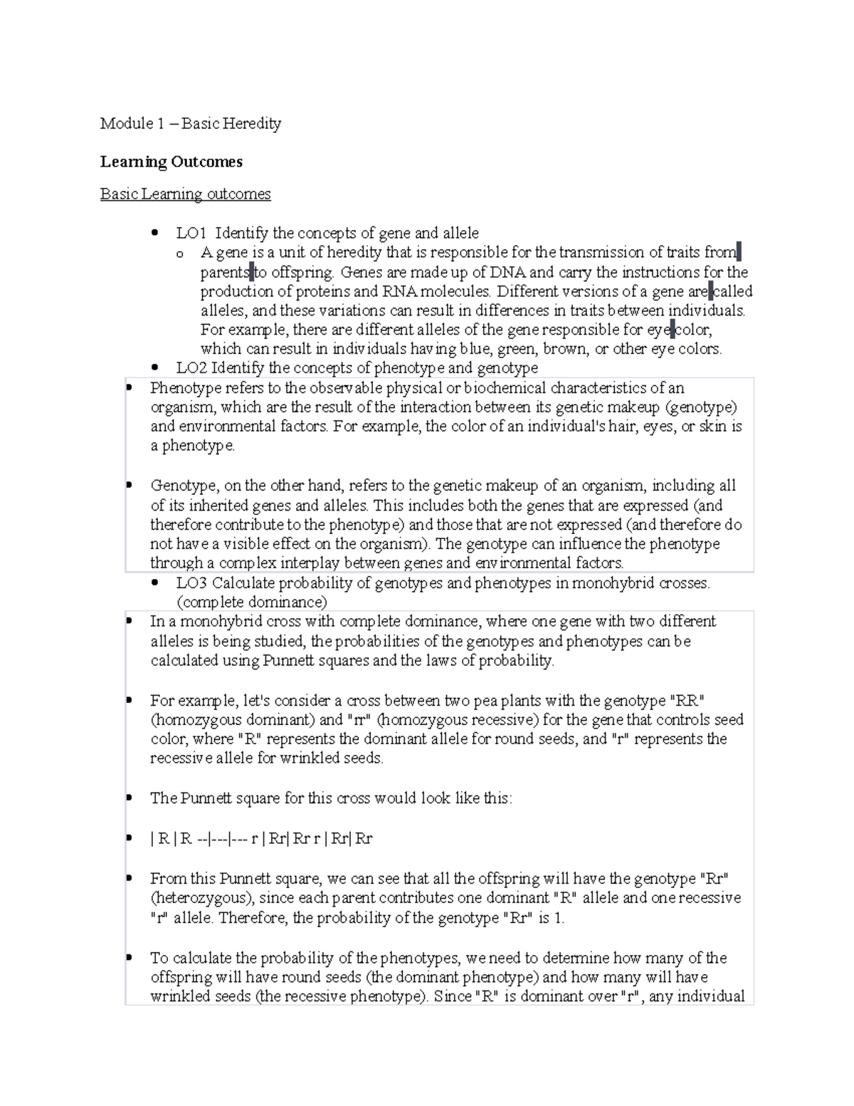 Module 1: Fundamental Concepts of Heredity and Genetic Probability ...