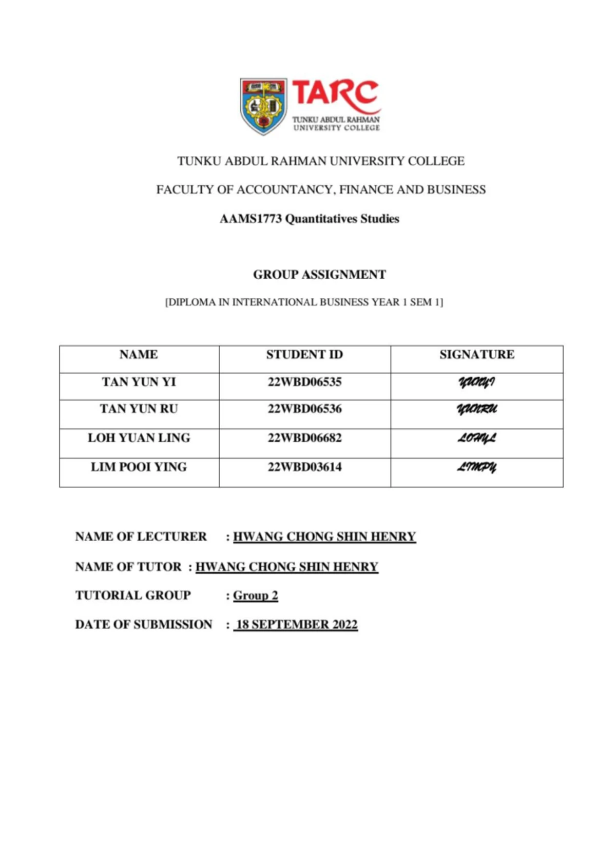 AAMS1773 Quantitative Studies - Studocu