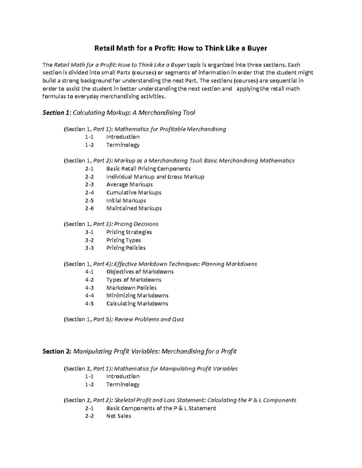 Retail Math in Merchandising - Retail Math for a Profit: How to Think ...