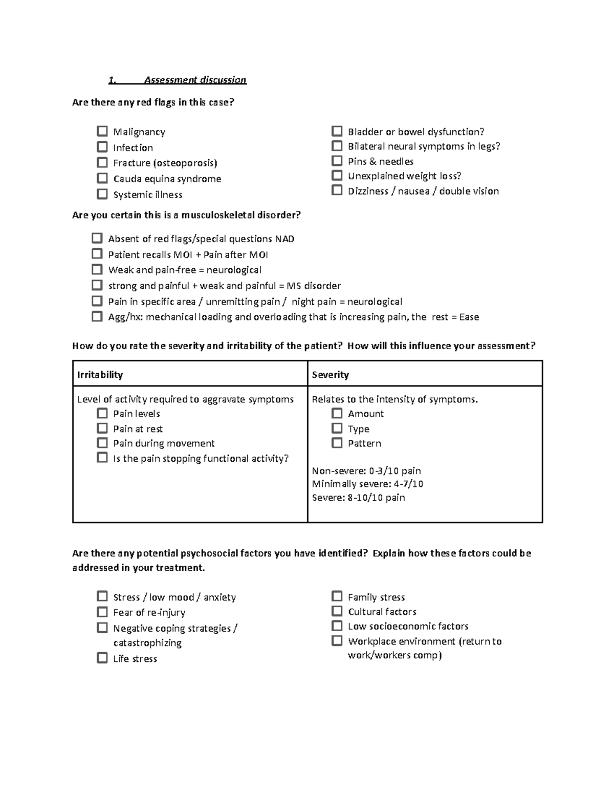 Interactive Oral Outline: Assessment Discussion on Red Flags in MS ...