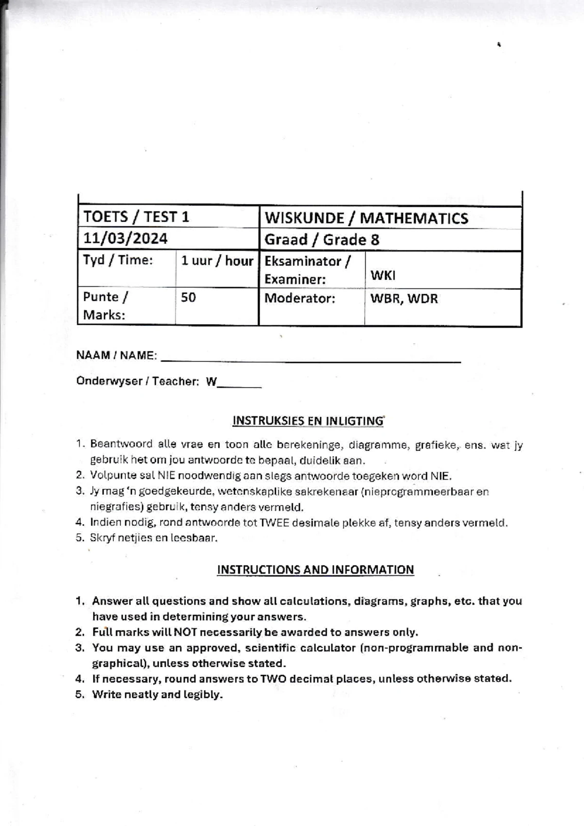Technology Grade 8 - November Exam Practice Paper (2024) - Studocu