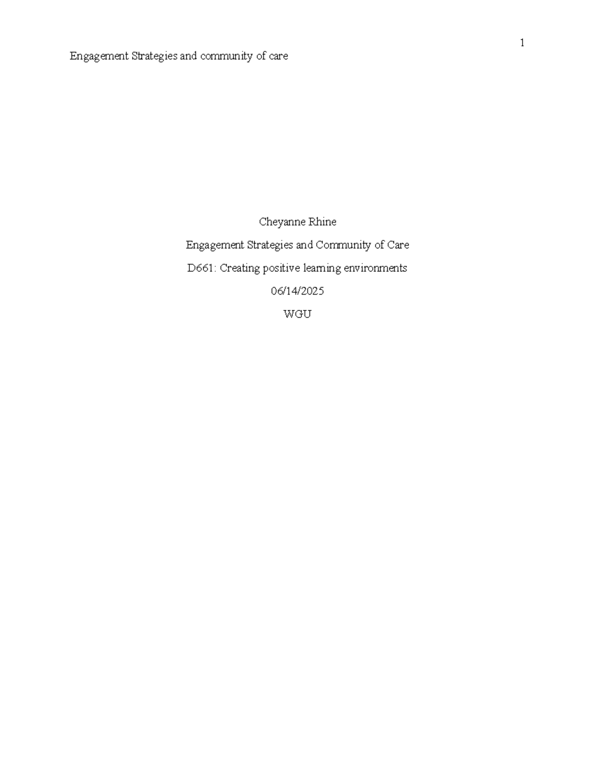 Engagement Strategies & Community of Care D661: Creating Positive ...