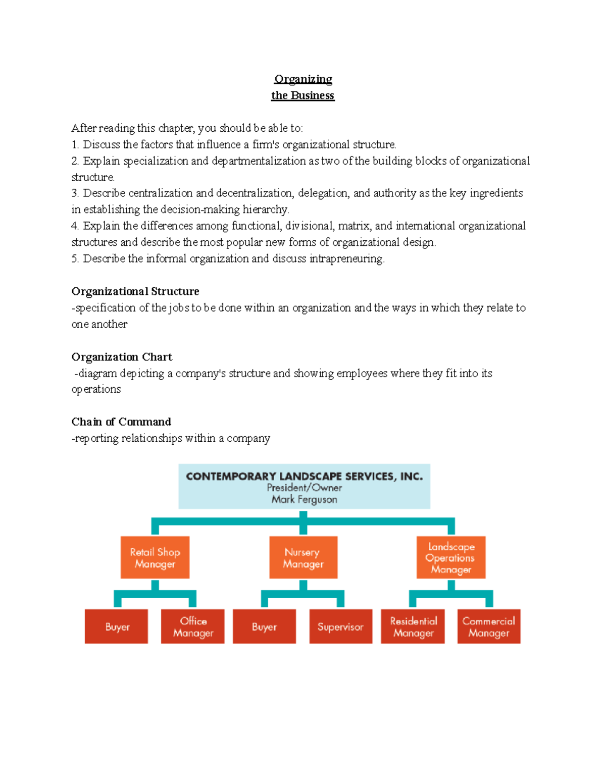 Chapter 2 - Organizing Business Structure: Key Concepts & Frameworks ...