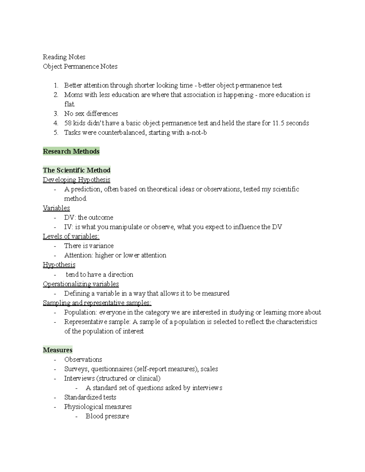 Child Development Notes (PSY 101): Understanding Object Permanence and ...