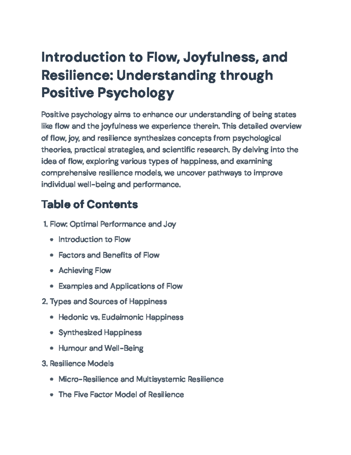 Positive Psychology Insights: Flow, Joyfulness, and Resilience Concepts ...
