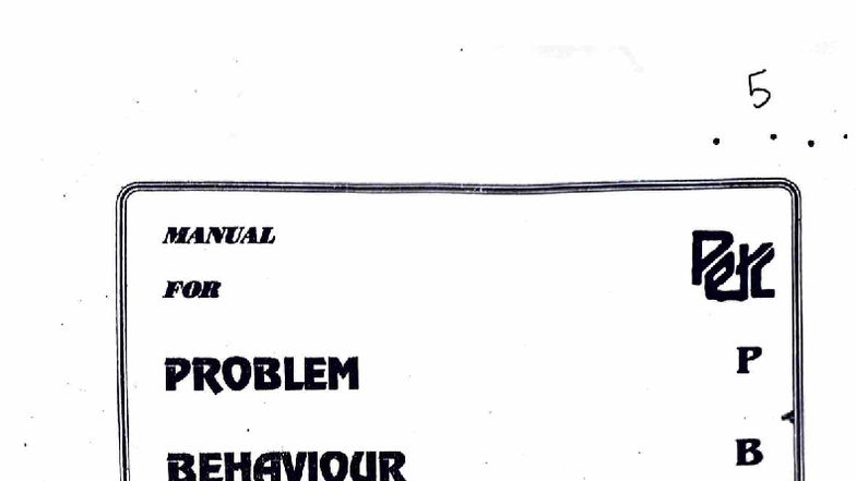 Manual for Problem Behaviour Checklist (PBC) - Studocu
