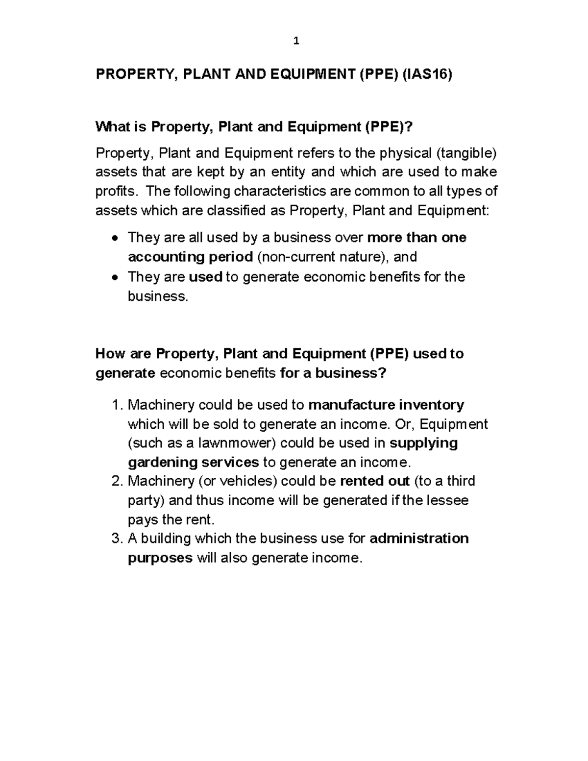 IAS 16 Property, Plant and Equipment (PPE) Overview & Key Points - Studocu