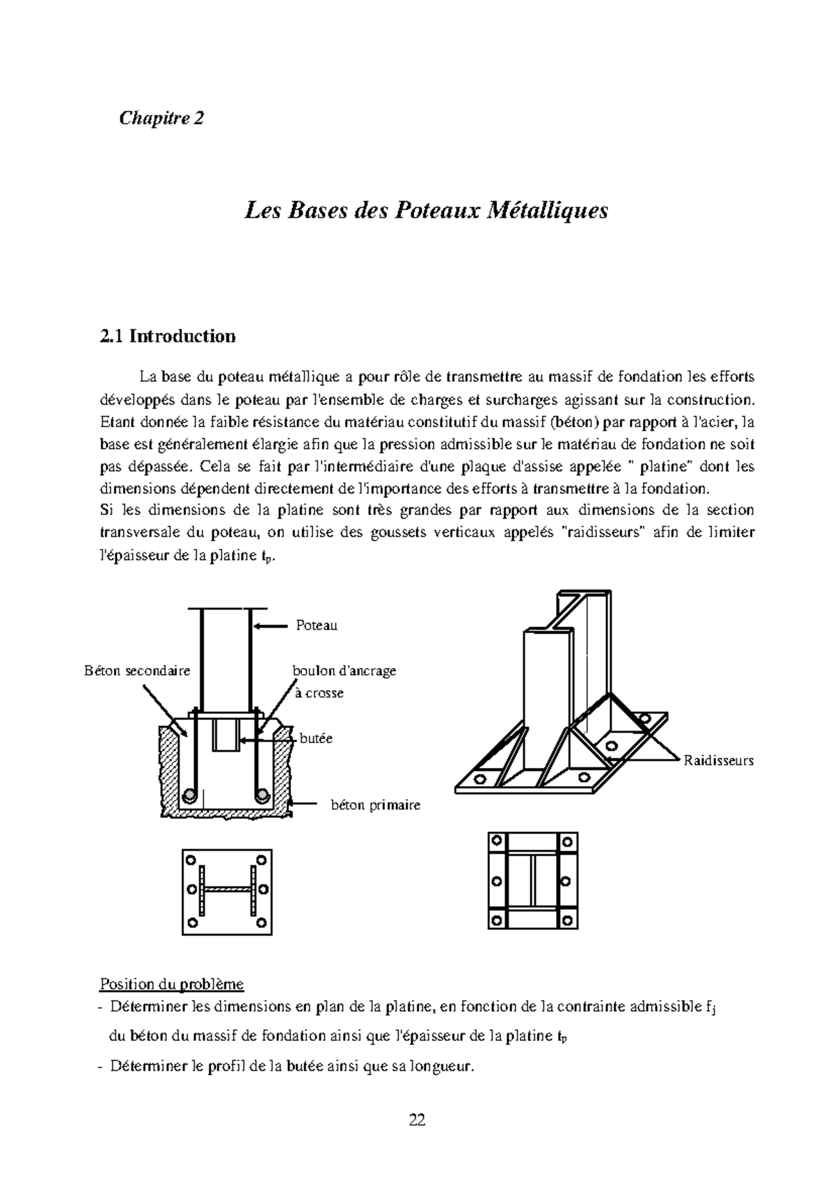 Chapitre 2 : Bases des Poteaux Métalliques et Calculs Associés - Studocu