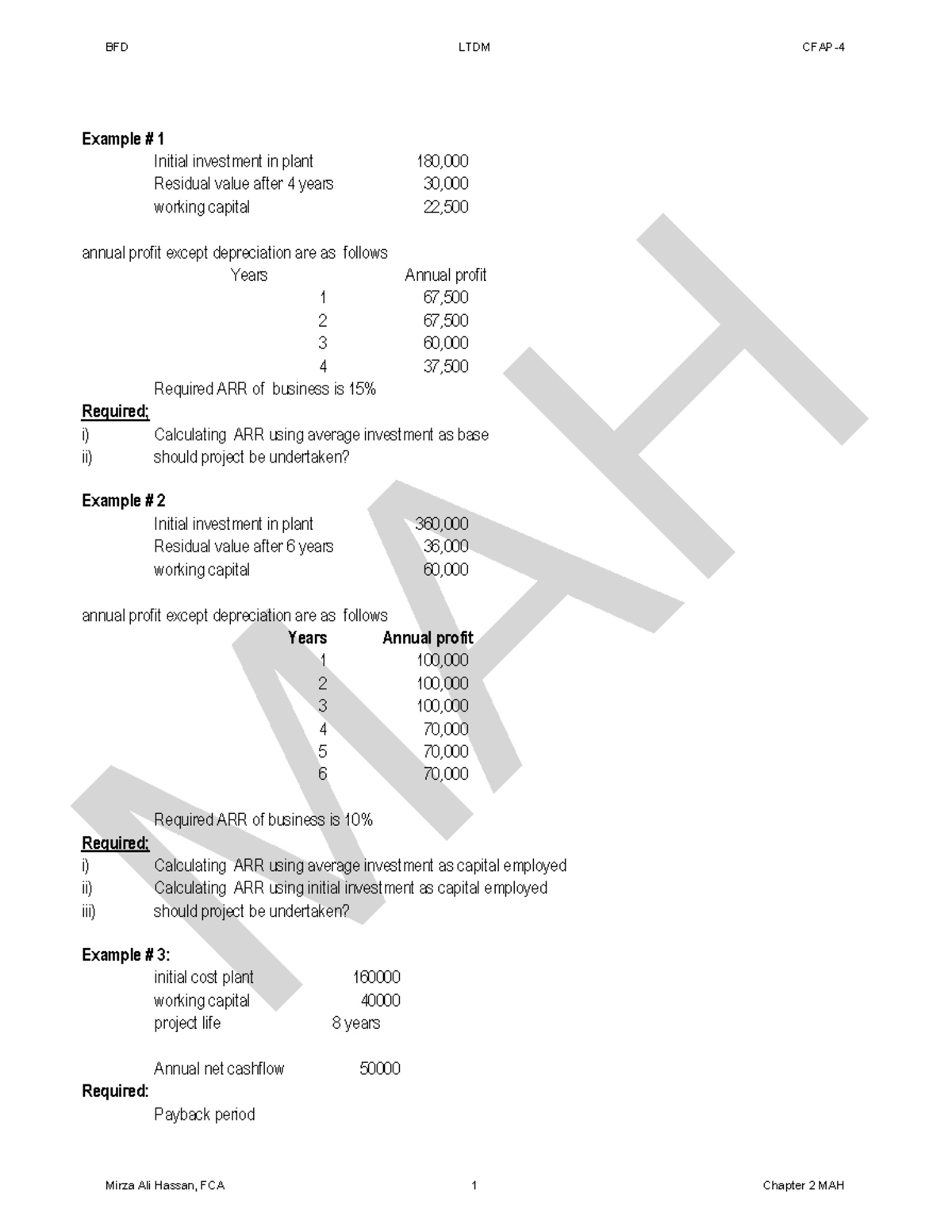 Chapter 2 MAH BFD LTDM: Investment Analysis and Project Evaluation ...