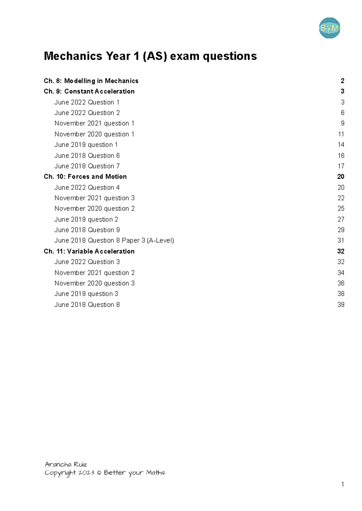 Edexcel Mechanics Year 1 Exam Questions: Ch. 8-11 Review - Studocu