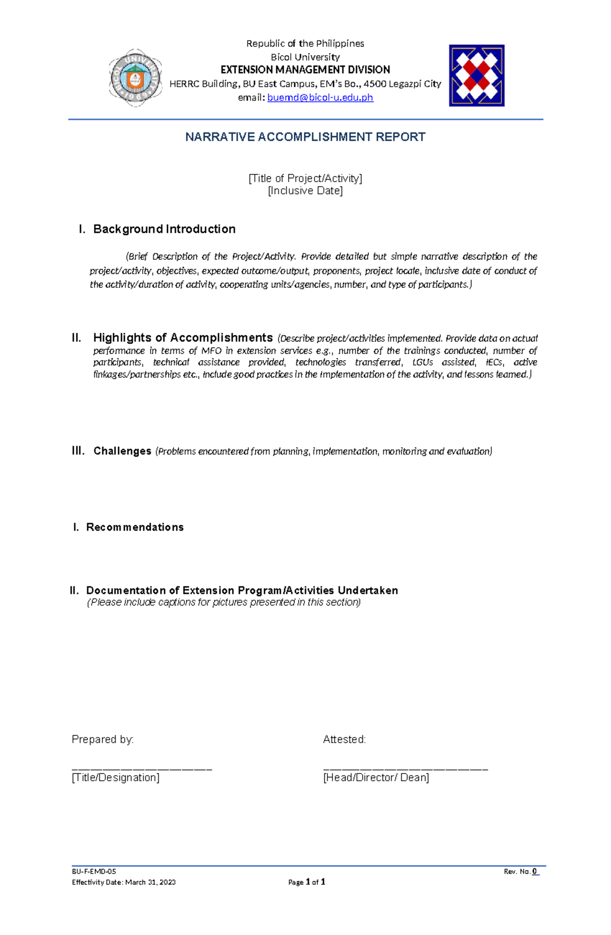 Narrative Accomplishment Report: Extension Management 2023 - Studocu