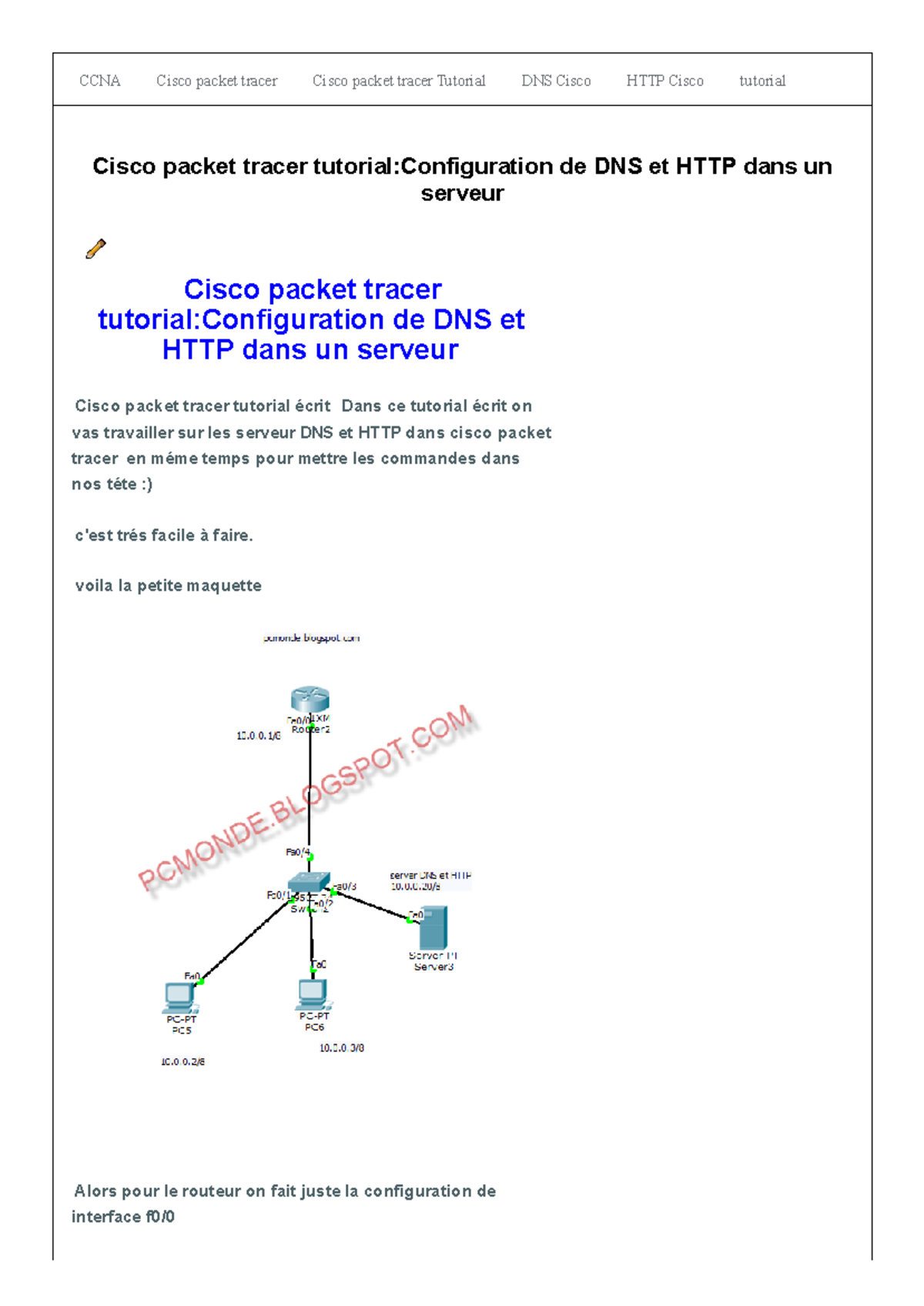 Cisco-packet-tracer-tutorial Configuration-de-DNS-et-HTTP-dans-un-serveur - CCNA Cisco packet ...