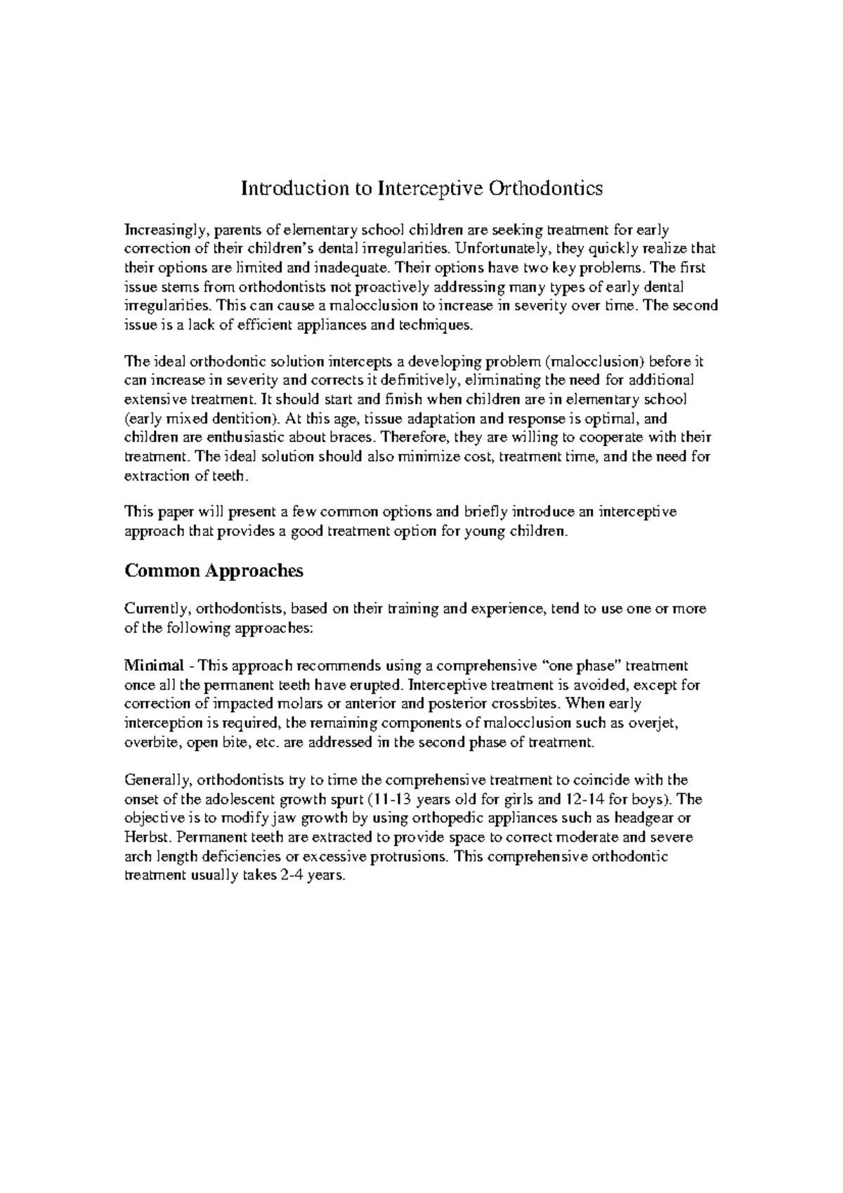 18. Intro to Interceptive Orthodontics: Early Treatment Options ...
