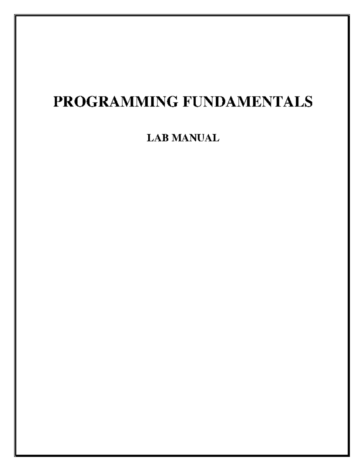 LAB Manual Programming Fundamentals LAB - PROGRAMMING FUNDAMENTALS LAB MANUAL Programming - Studocu