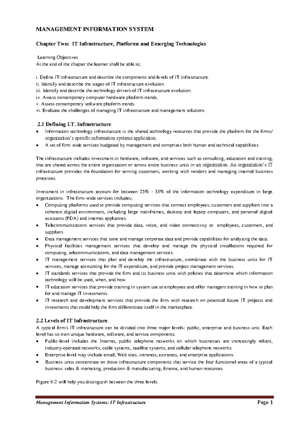 MIS chapter 2 - IT Infrastructure - MANAGEMENT INFORMATION SYSTEM ...