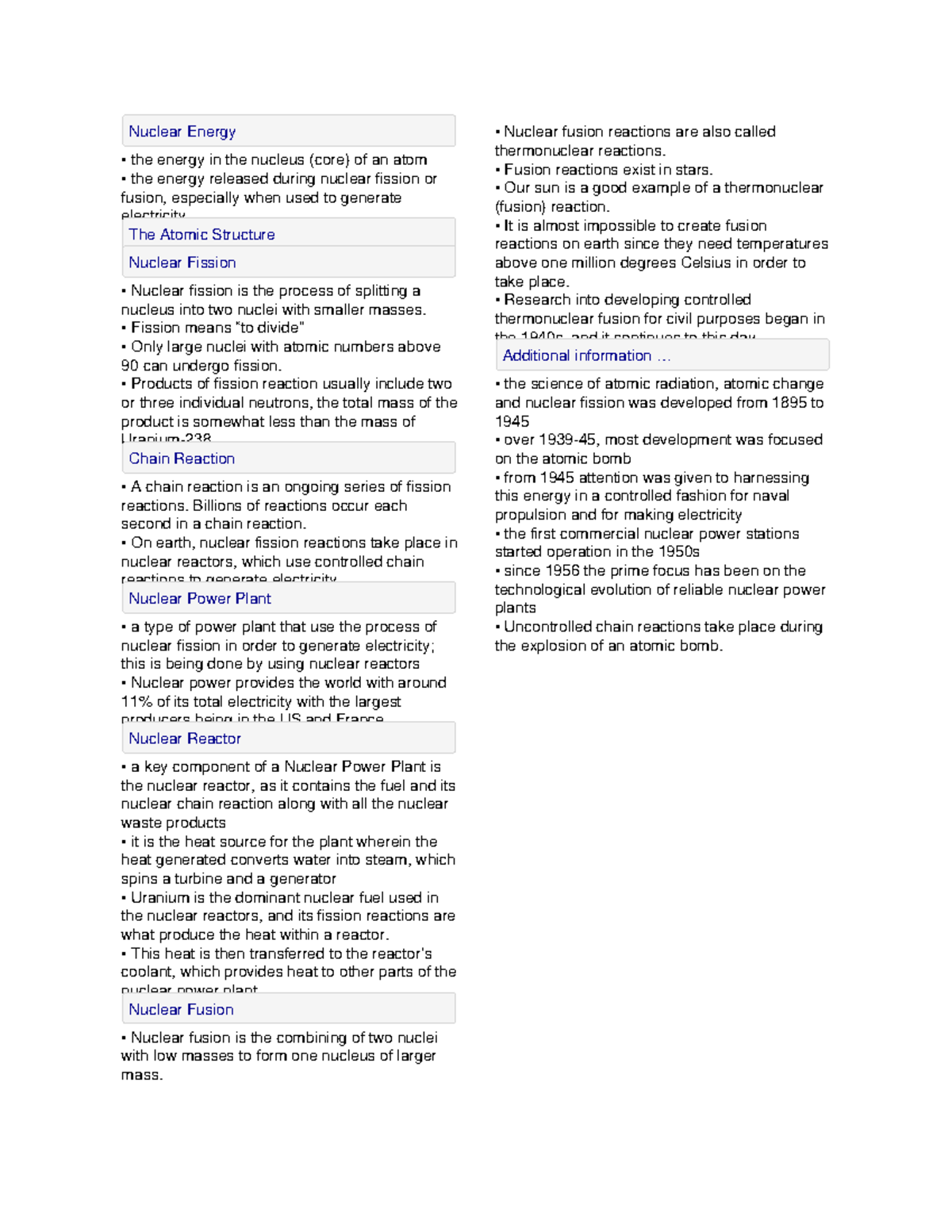 Nuclear Energy (Course Code: NE101) Final Exam Review Notes - Studocu