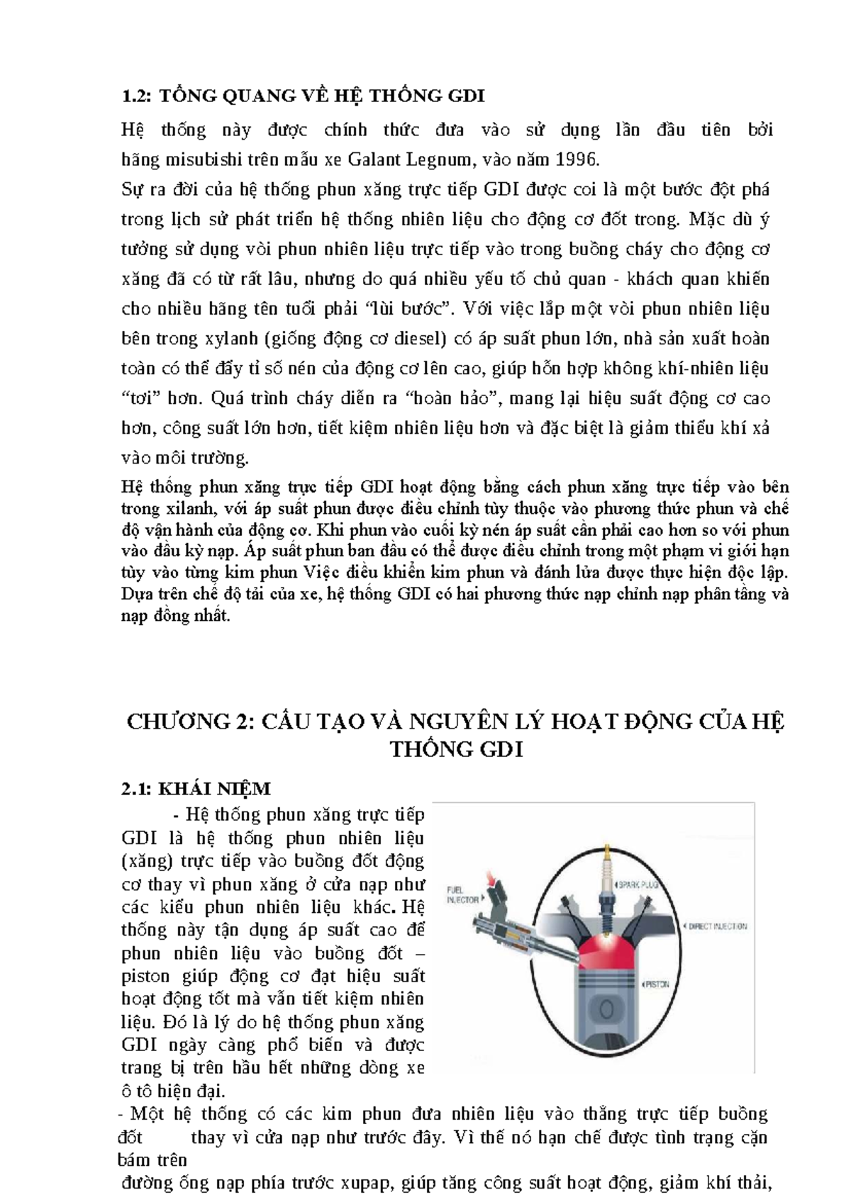 1.2: Tổng Quan Về Hệ Thống Phun Xăng Trực Tiếp GDI - MANI - Studocu