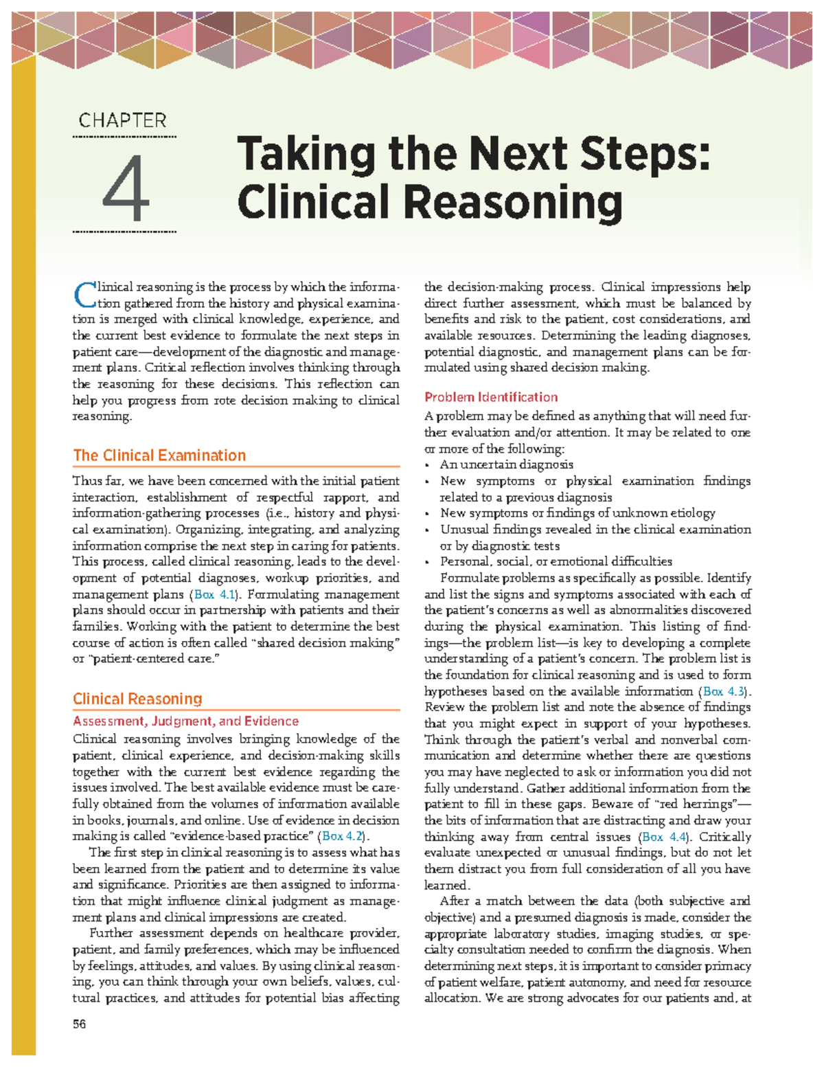 CHAPTER 4: Clinical Reasoning and Evidence-Based Practice Overview ...