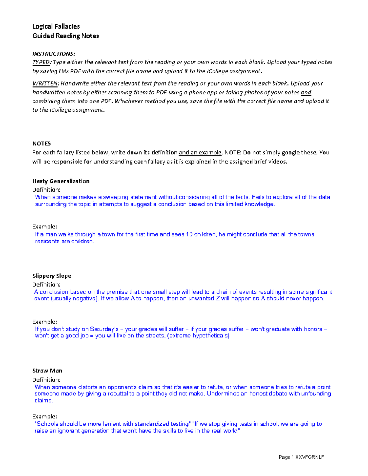 Logical Fallacies Guided Reading Notes (ENG 101) - Studocu