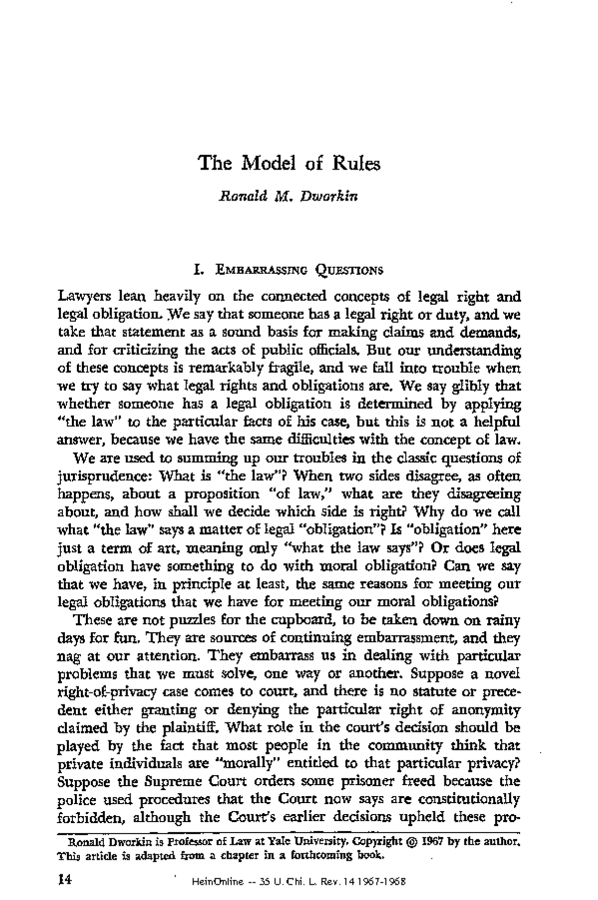 Class-4 Final Exam Summary: Dworkin's Model of Rules Analysis - Studocu