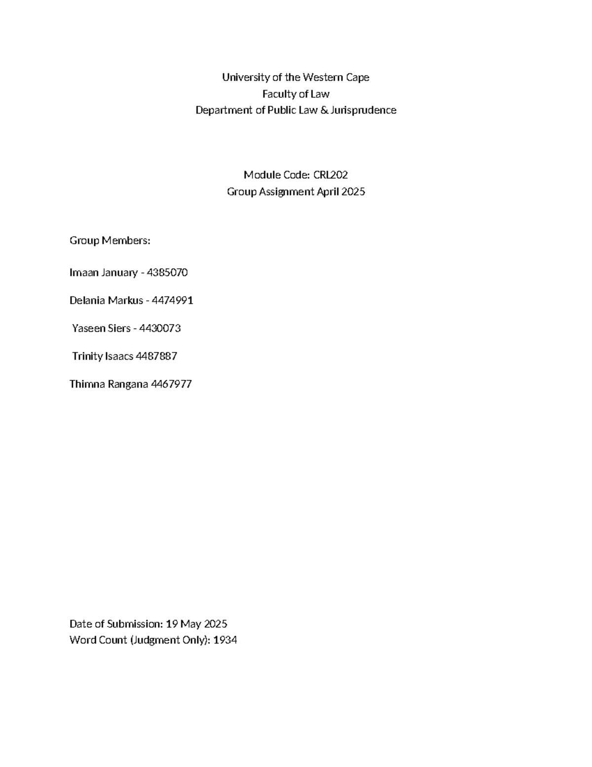 CRL202 Group Assignment: The Case of the Speluncean Explorers Analysis ...