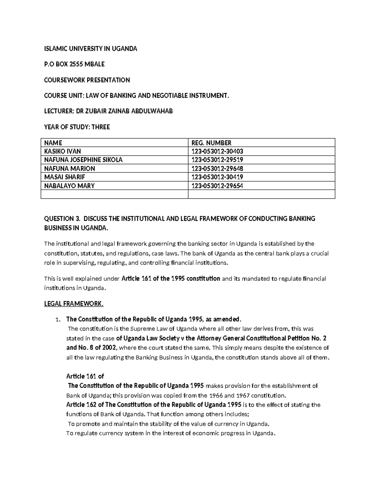 LAW OF BANKING AND NEGOTIABLE INSTRUMENTS: Institutional & Legal ...