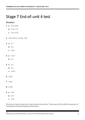 Cambridge Primary Mathematics Workbook 6 - Workbook answers Unit 1 The ...