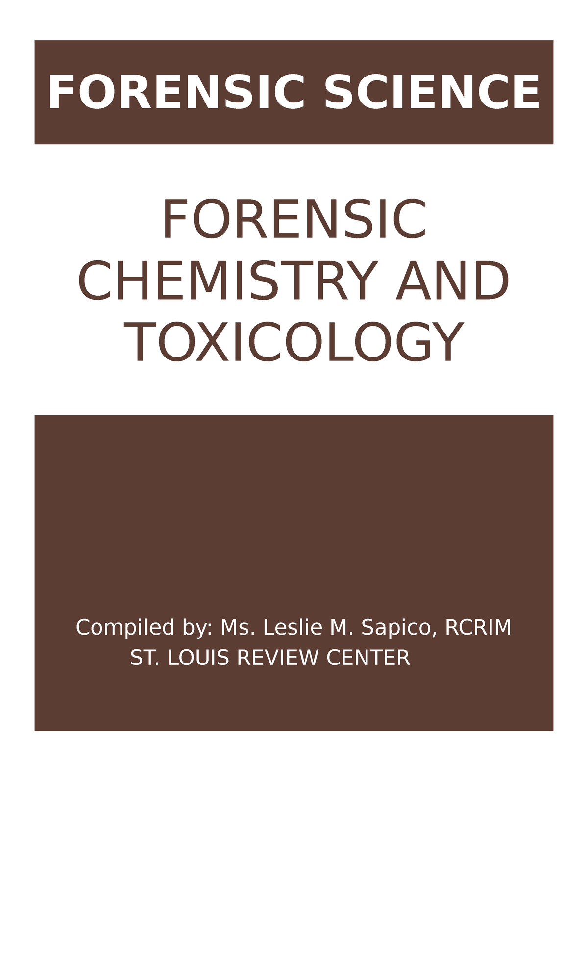RCRIM Forensic Chemistry & Toxicology: Comprehensive Study Notes - Studocu