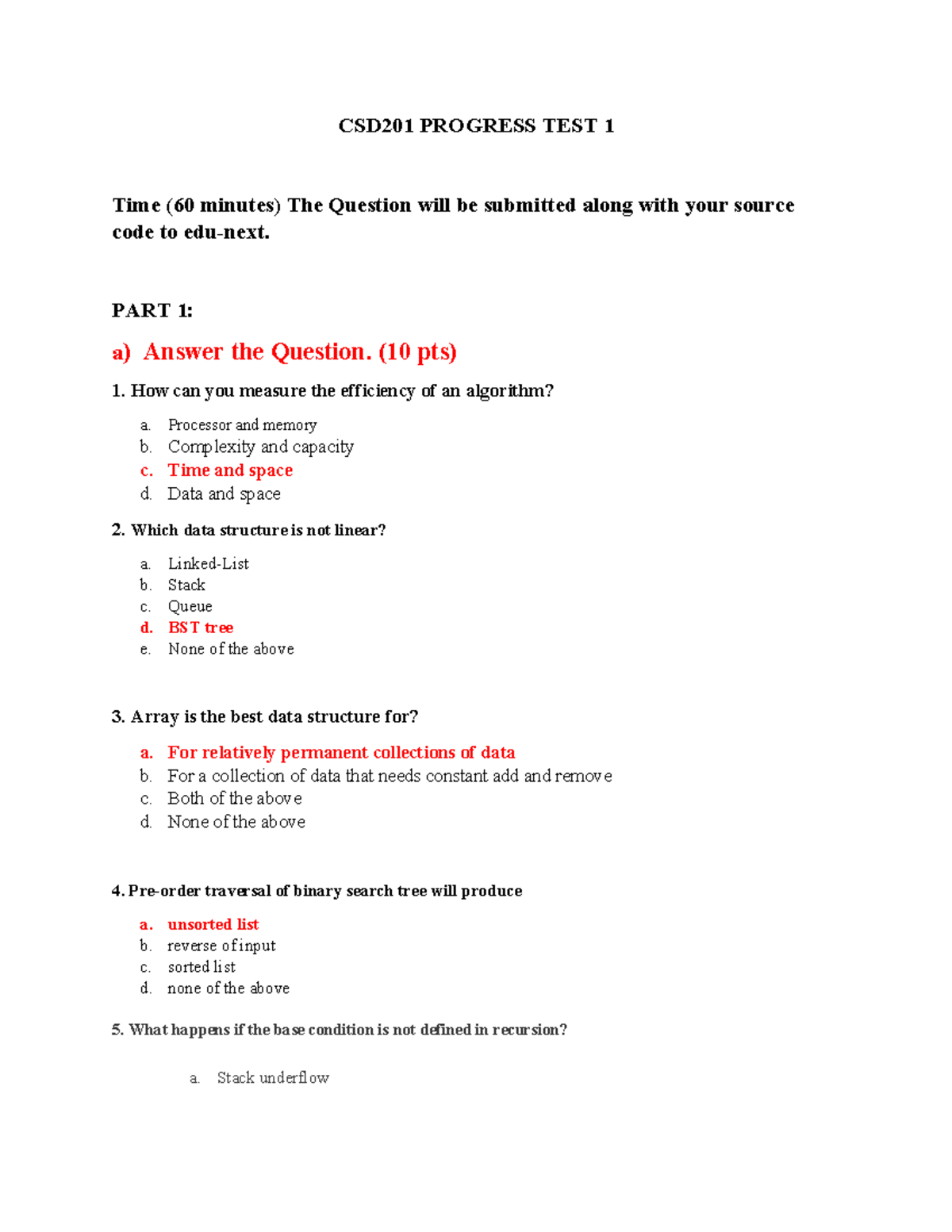 CSD201 SU24 Progress Test 1: Algorithm Efficiency & Linked List ...