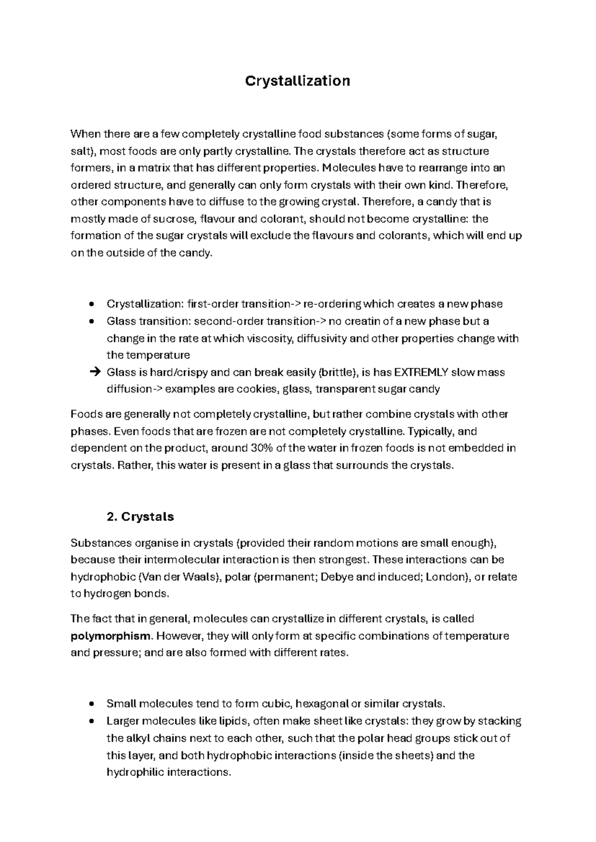 Crystallization in Food Science: Key Concepts and Summary - Studeersnel