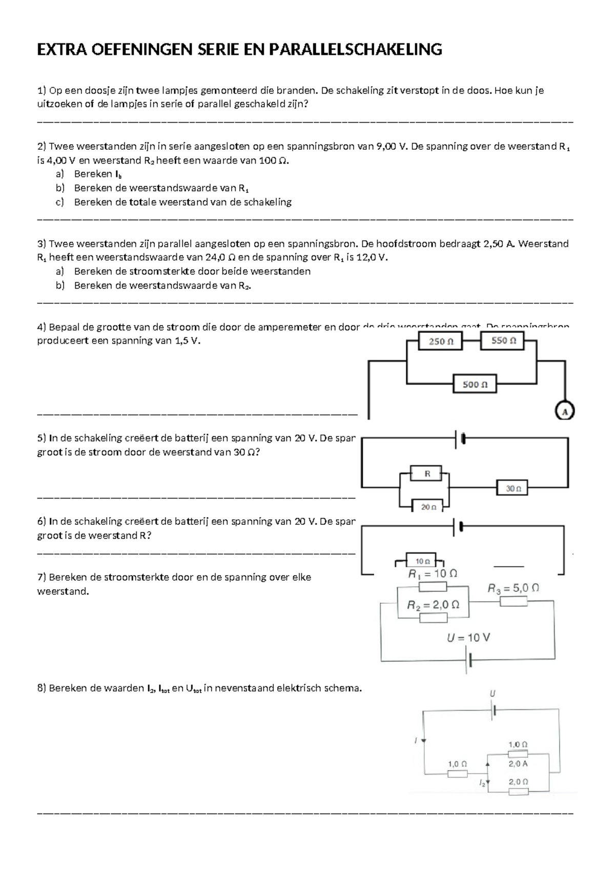 Oefeningen Serie- en Parallelschakeling (Fysica 1.5) - Studocu