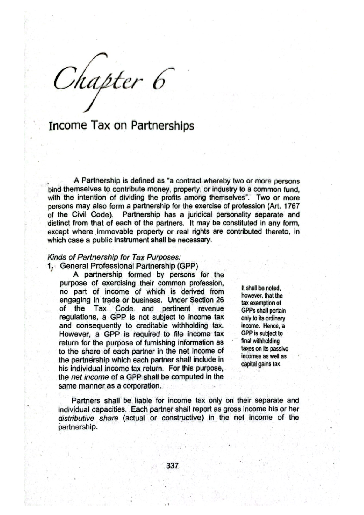 Chapter 6: Income Tax on Partnerships (GPP & General Partnerships) - Studocu