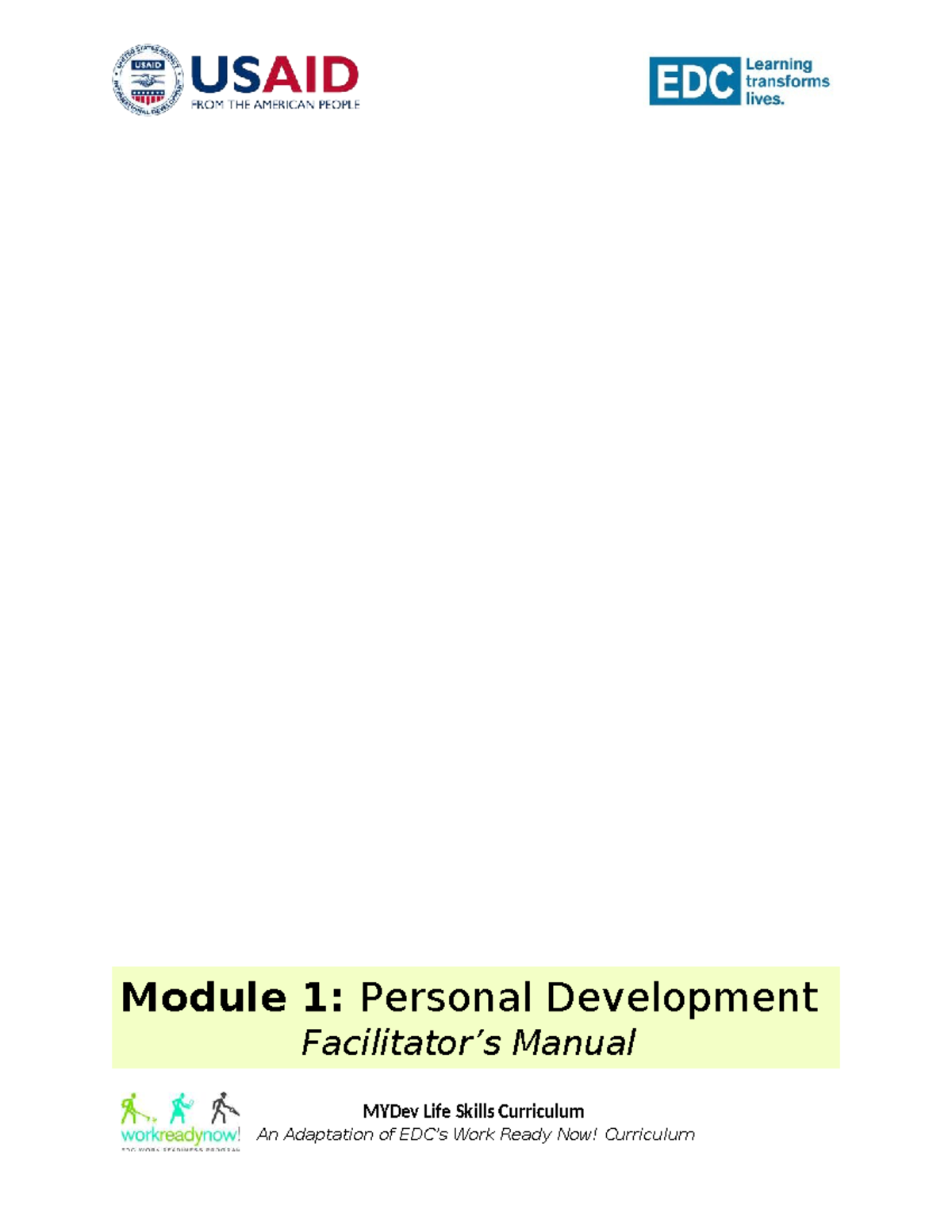 FM Module-1: Personal Development Manual - Life Skills Curriculum - Studocu