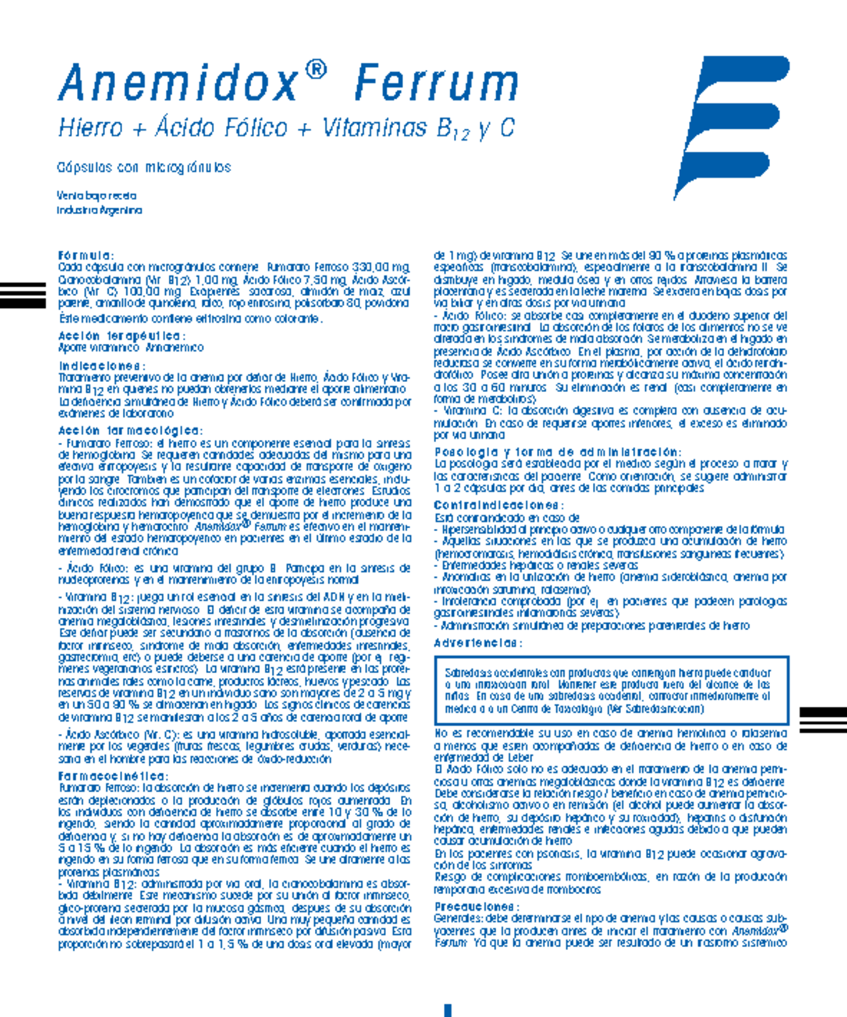 Prospecto de Anemidox Ferrum para Tratamiento de Anemia ELEA - Studocu
