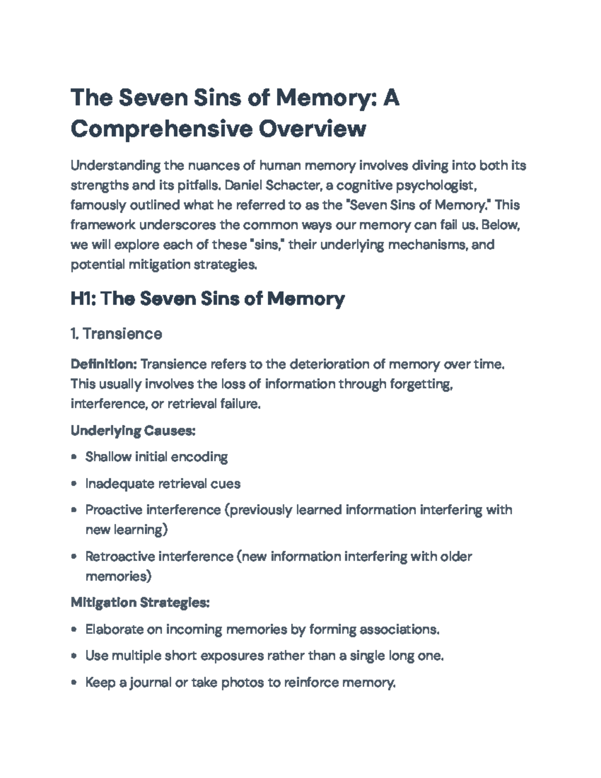 The Seven Sins of Memory: Insights and Strategies for Mitigation - The ...