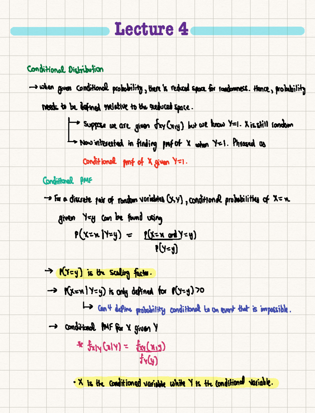 Lecture 4 Notes on Conditional Distribution & Expectation Concepts ...