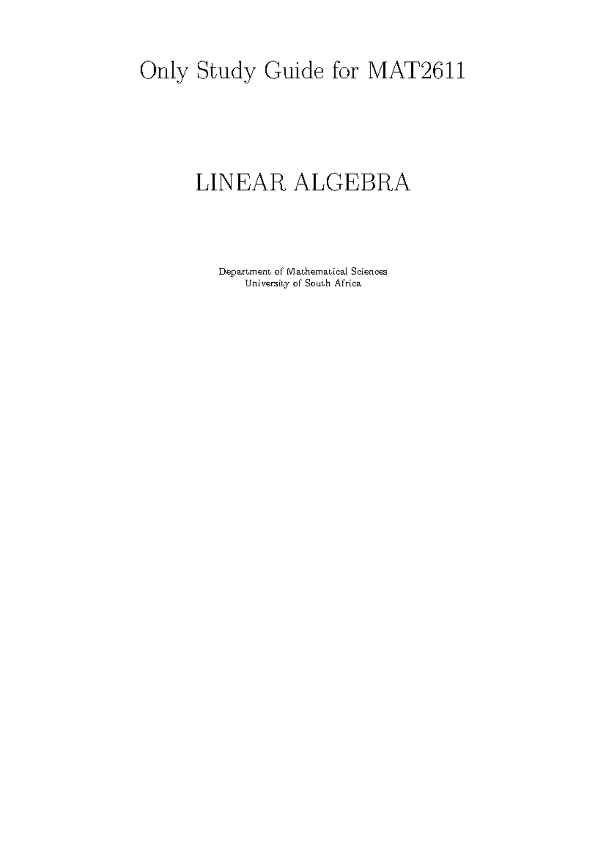 Assignment 2-2025 - Tutorial Letter 101/ 0 / 2025 Linear Algebra 1 MAT ...